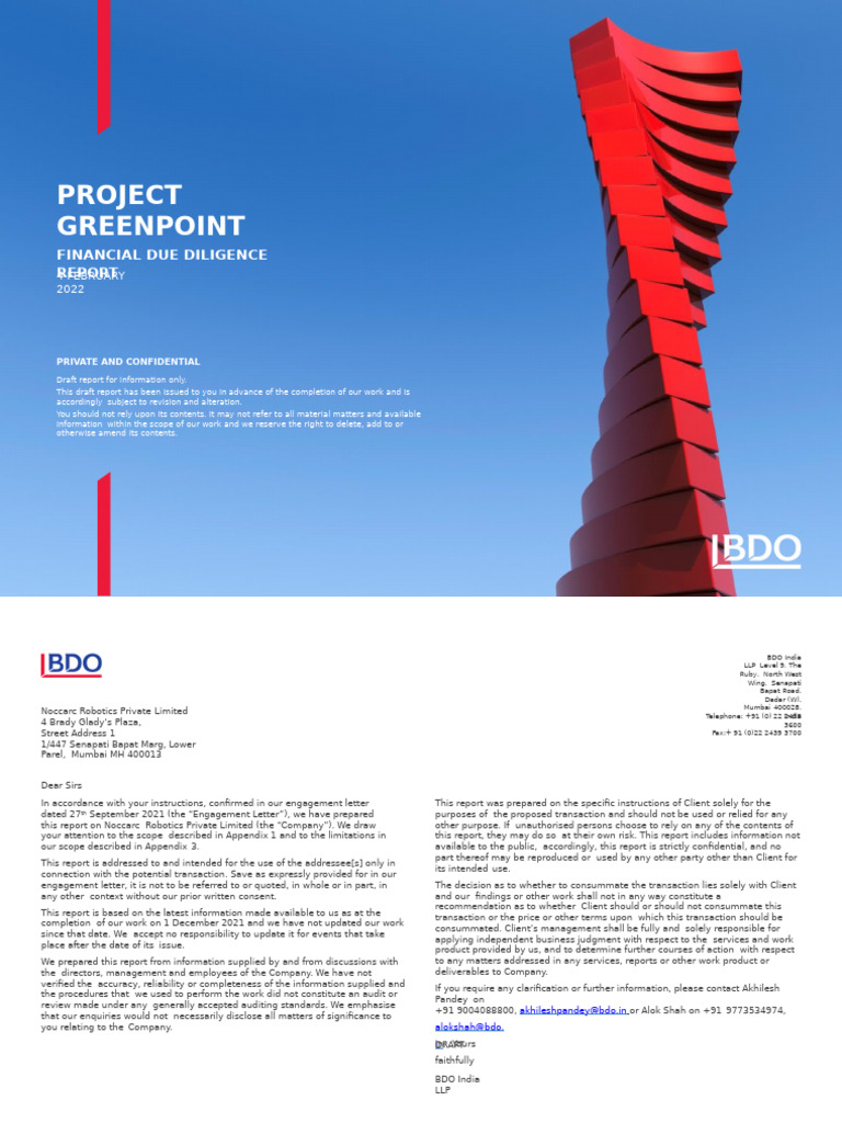 Project Greenpoint FDD Draft Report | PDF