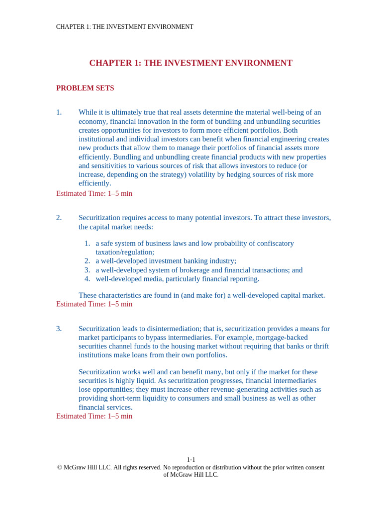 Bodie Investments 13e CH01 SM A11y | PDF | Stocks | Investing