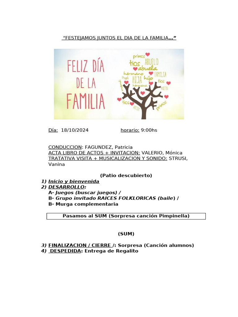 Festejo Dia de La Familia | PDF