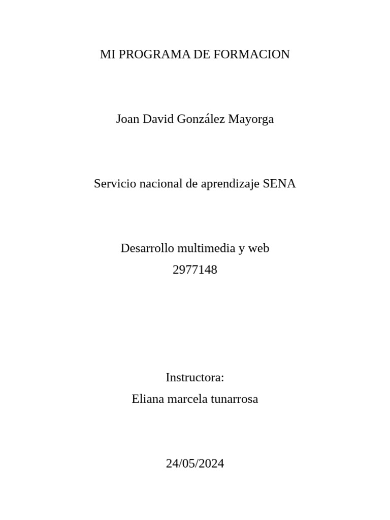 MI PROGRAMA DE FORMACION | PDF