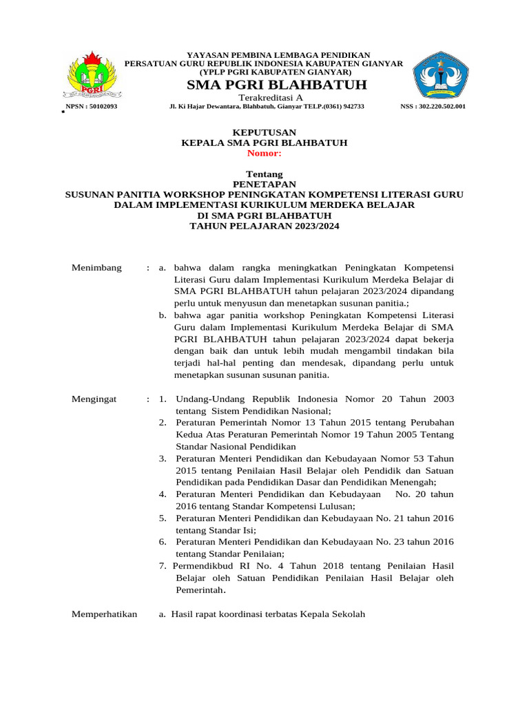 SK Workshop Literasi Guru PARISMA | PDF