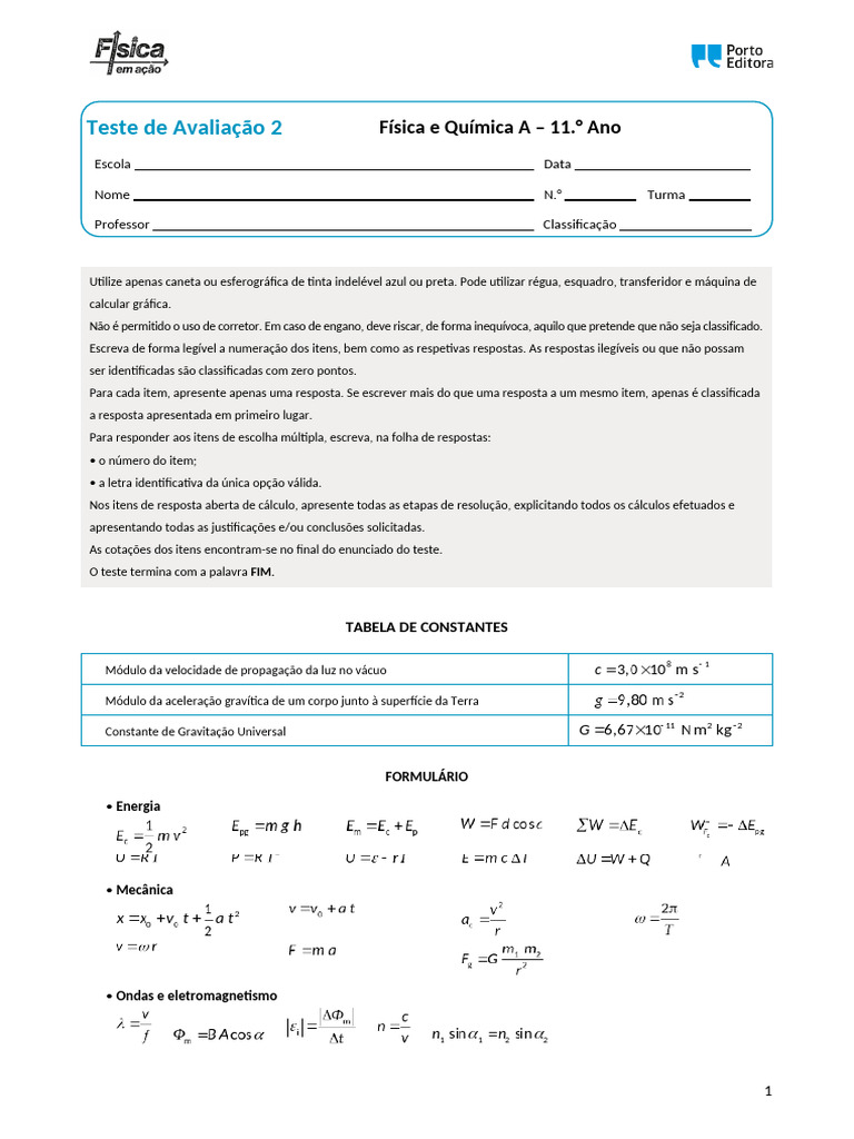 Fa11 Teste Avaliação 2 Resolução | PDF