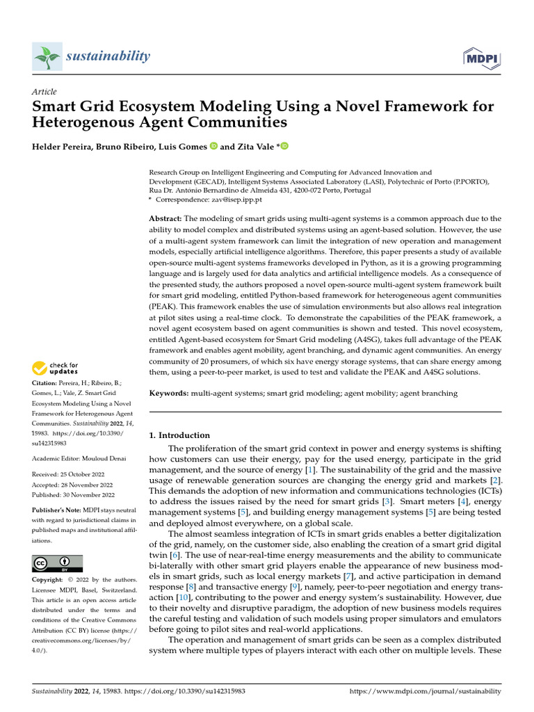 Smart Grid Ecosystem Modeling Using A Novel Framework | PDF