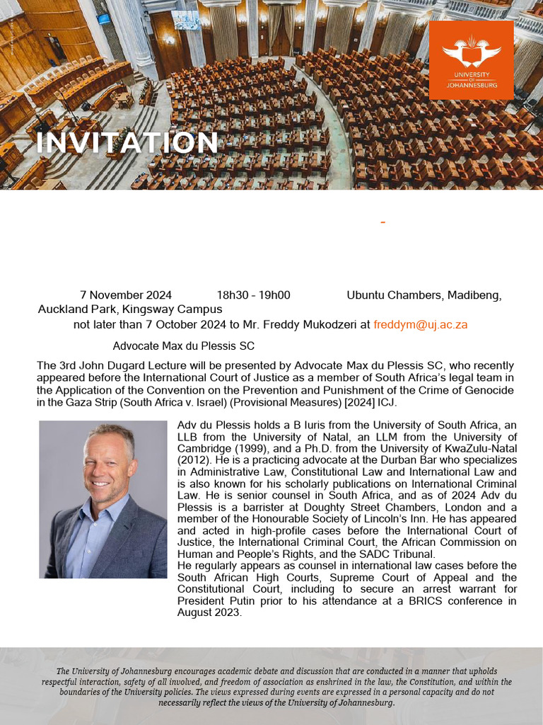 Invitation John Dugard Lecture Fin | PDF