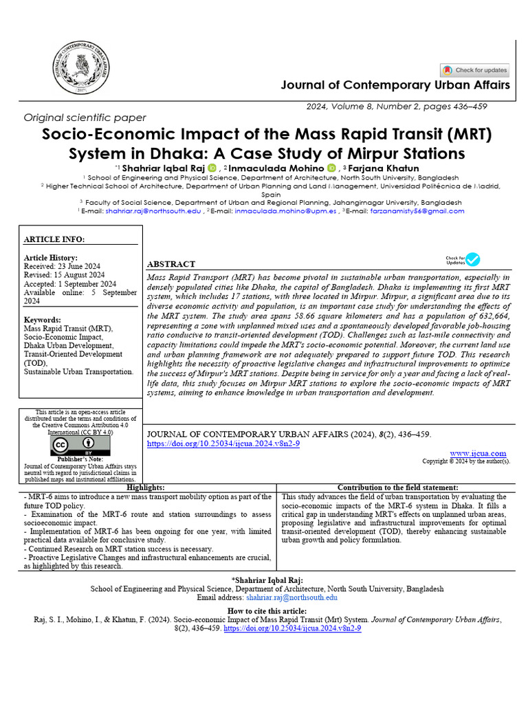 9 - Socio-Economic Impact of MRT System | PDF