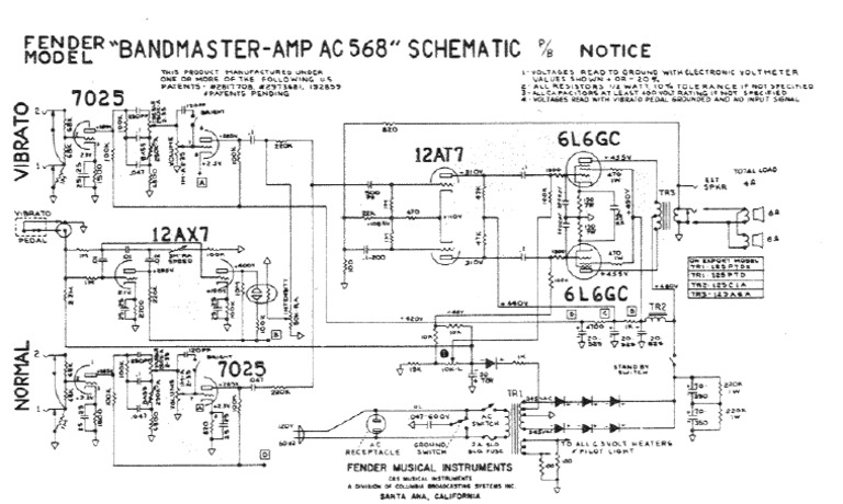 Fender Bandmaster AC568 Schematic | PDF