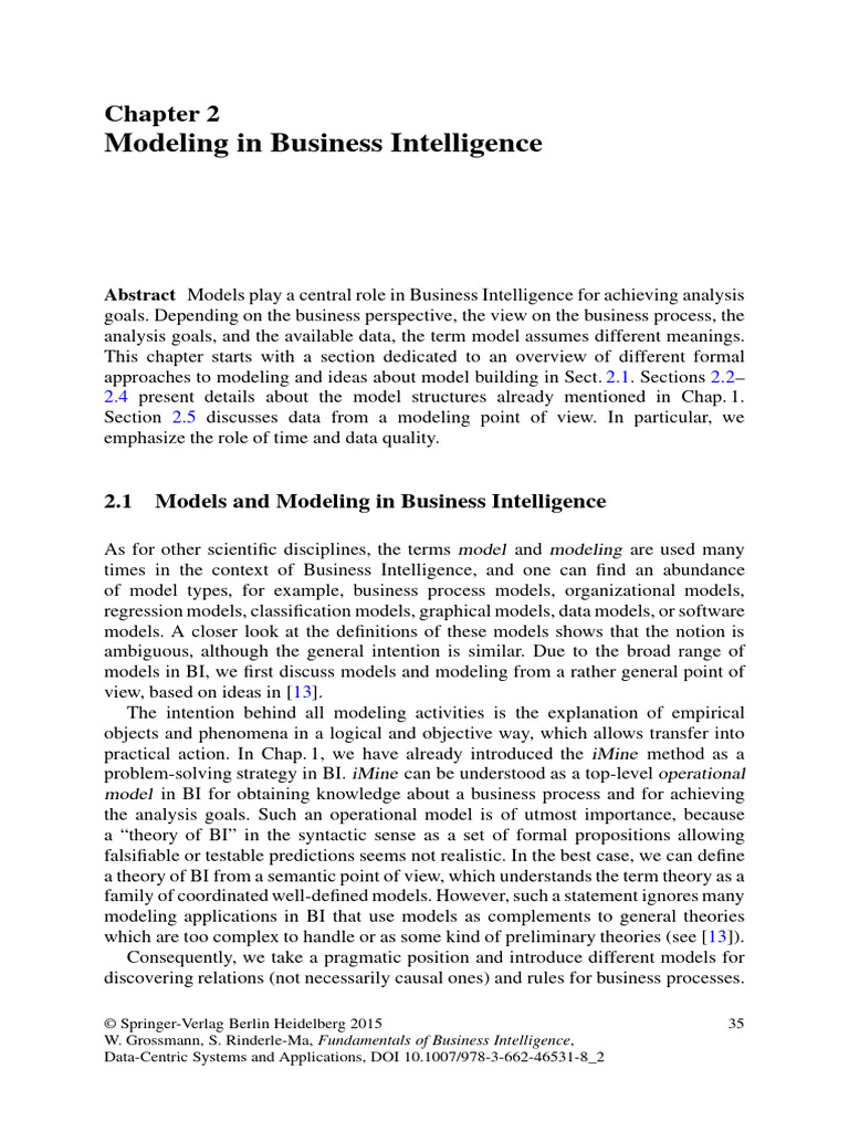 2.1 Models and Modeling in Business Intelligence | PDF