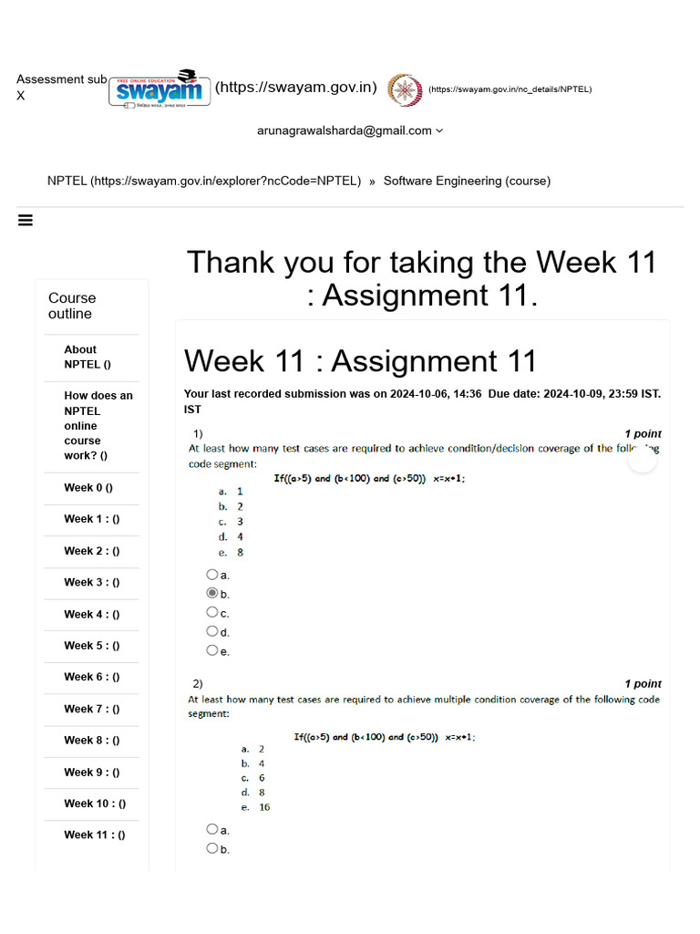 Week 11 Submitted Answers | PDF