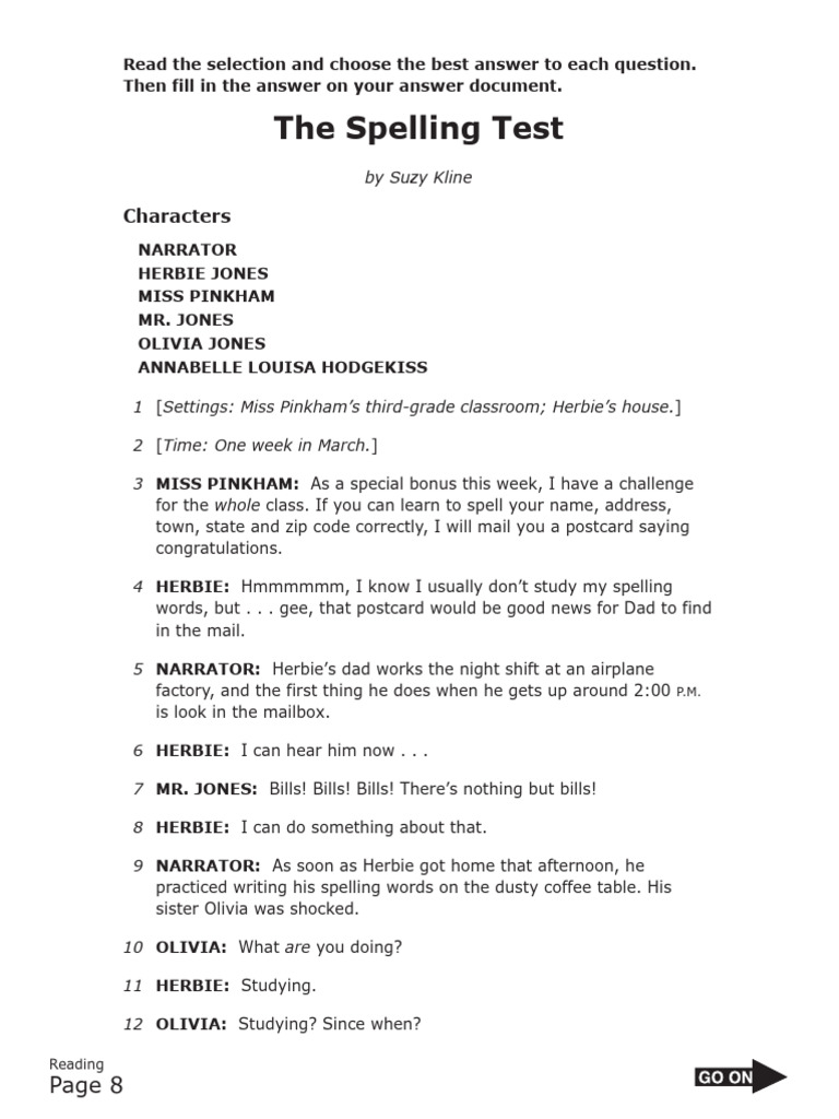 The Spelling Test Drama | PDF