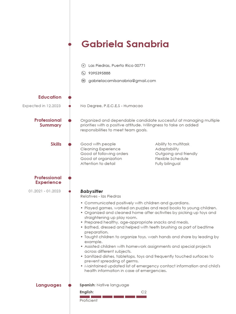 Gabriela Sanabria Resume | PDF