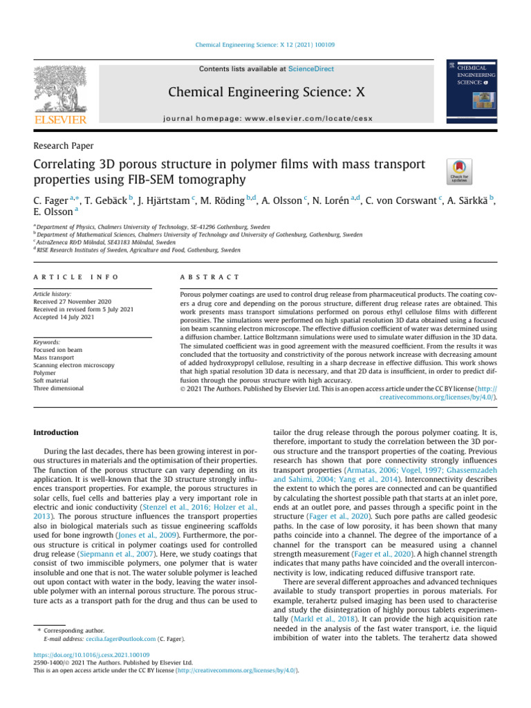 Correlating 3D Porous Structure in Polymer Films With - 2021 - Chemical Enginee | PDF | Porosity ...