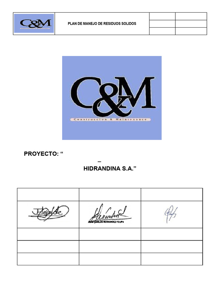 C - M.PL - SST.02 Plan de Manejo de Residuos Solidos de C - M ...