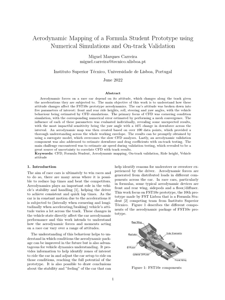 Aerodynamic Mapping of A Formula Student Prototype Using Numerical Simulations and On-Track ...