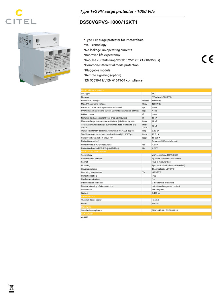 Surge Protector DataSheet | PDF | Equipment | Science & Mathematics