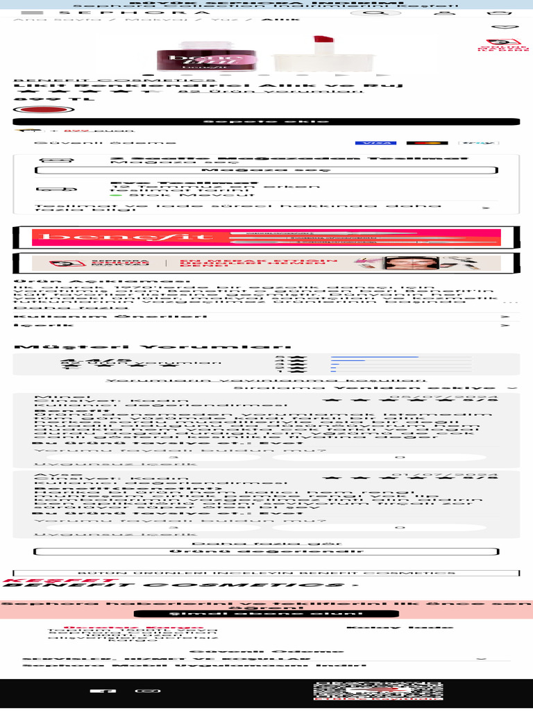 Likit Renklendirici Allık Ve Ruj BENEFIT COSMETICS SEPHORA | PDF