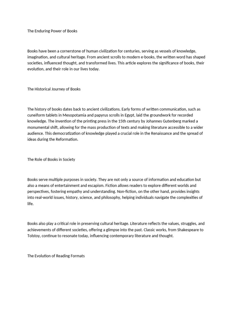 The Enduring Significance of Books | PDF | Books | Social Science