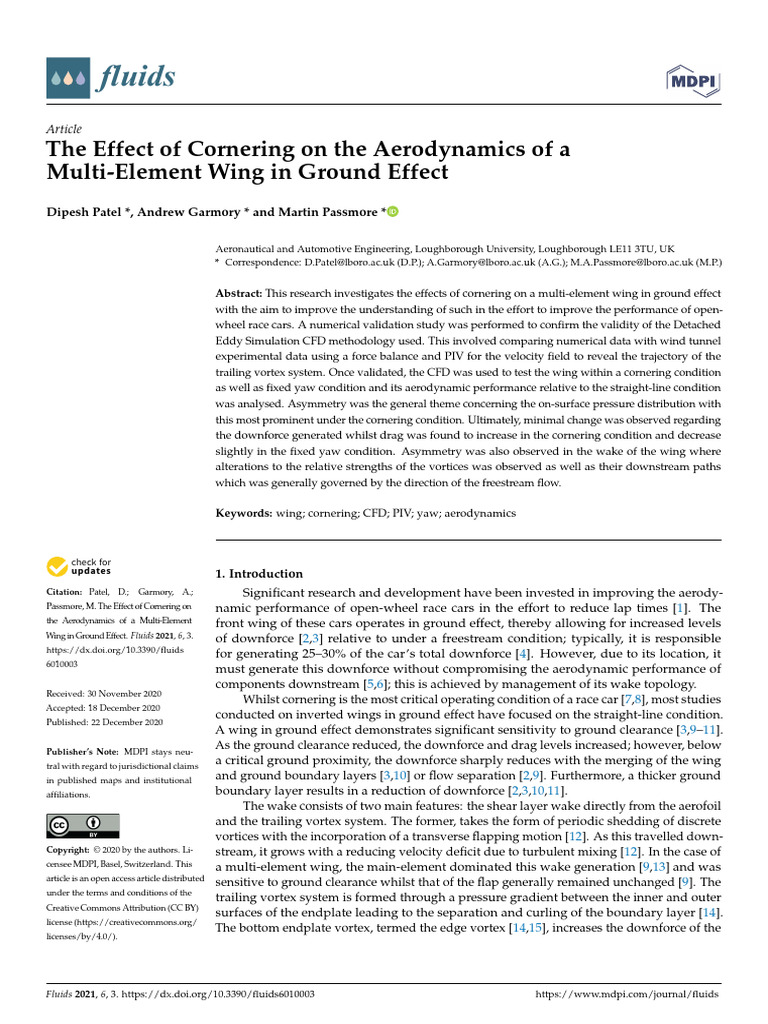 The Effect of Cornering On The Aerodynamics of A Multi Element Wing in Ground Effect | PDF