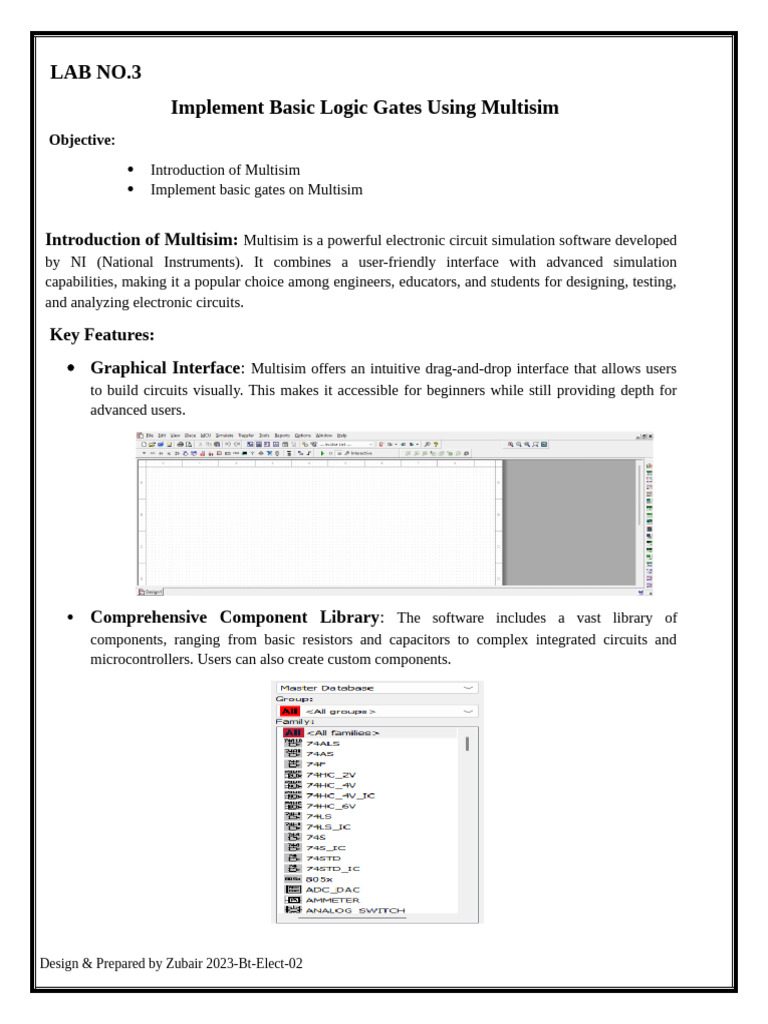 Lab No.3 Implement Basic Logic Gates Using Multisim | PDF
