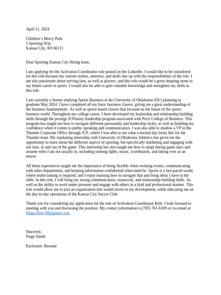 Cover Letter-Paige Smith | PDF