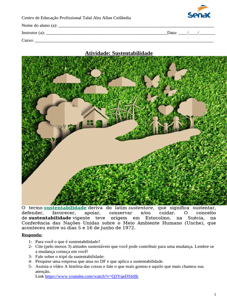 Atividade Sustentabilidade | PDF