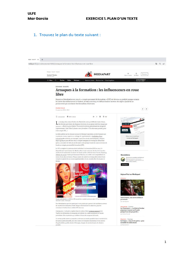 UNITÉ 3. PLAN TEXTE LONG | PDF