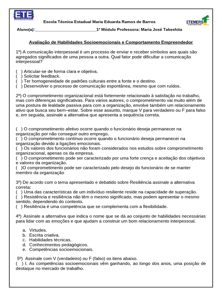 AVALIAÇÃO HSE 1ª AVALIAÇÃO SUBSEQUENTE | PDF