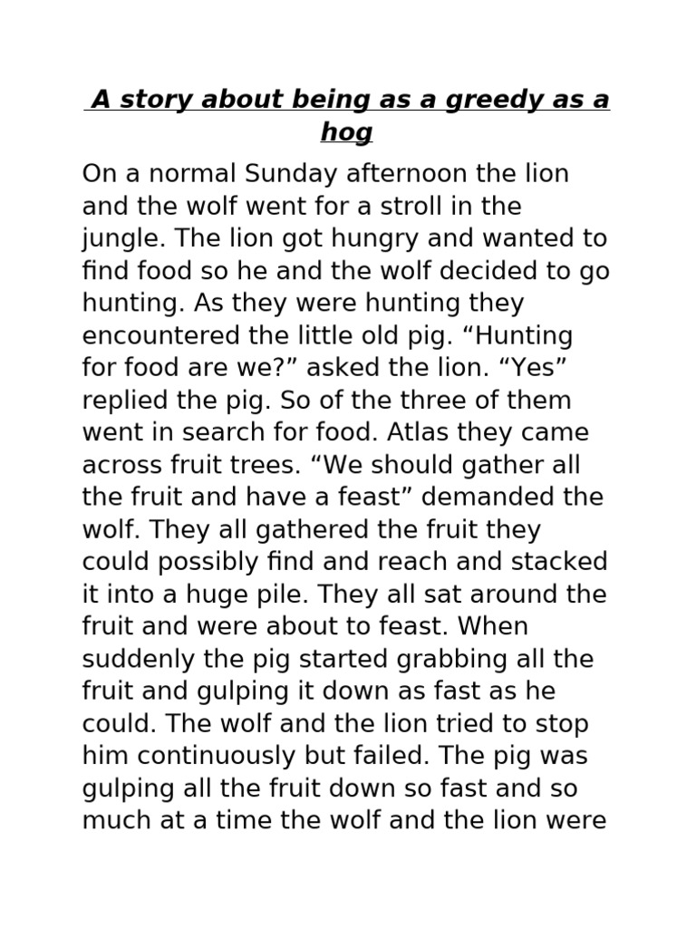 A story about being as a greedy as a hog | PDF