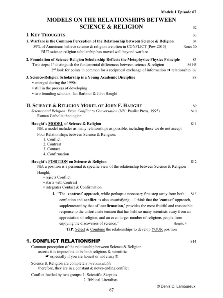 Models On The Relationships Between Science & Religion | PDF