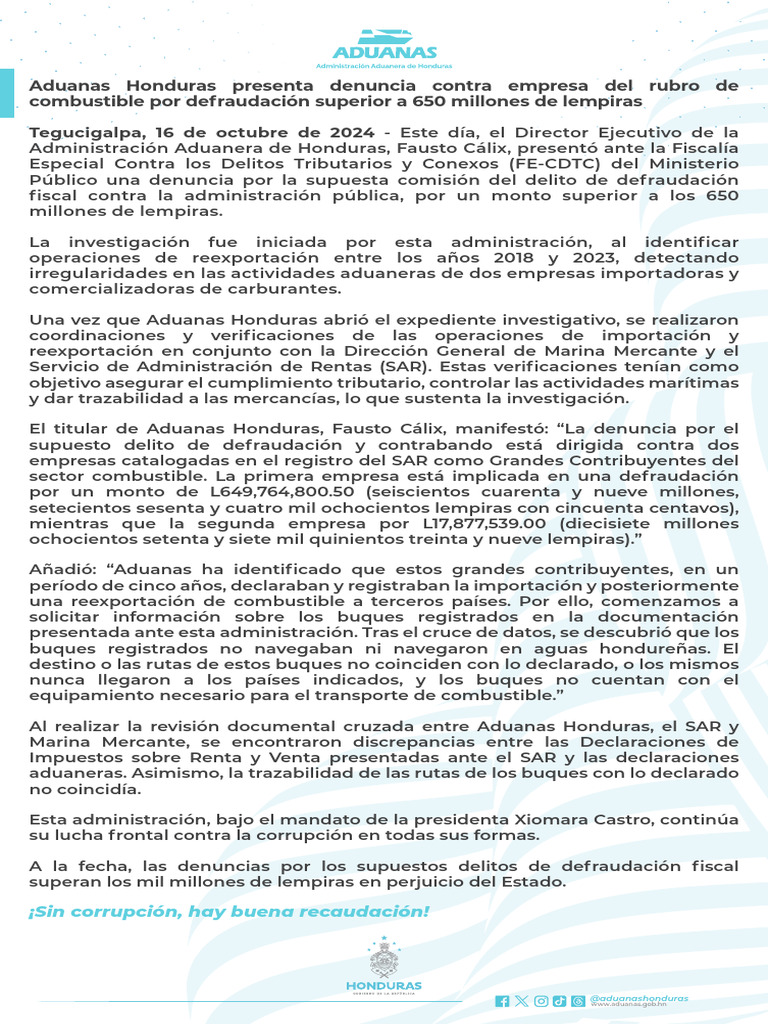 NOTA DE PRENSA - 161024 Denuncia | PDF