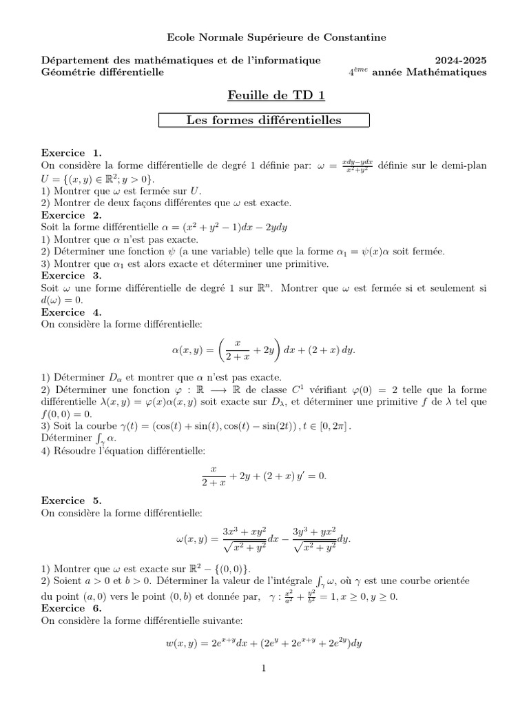 td1 Geo 2024 2025 | PDF