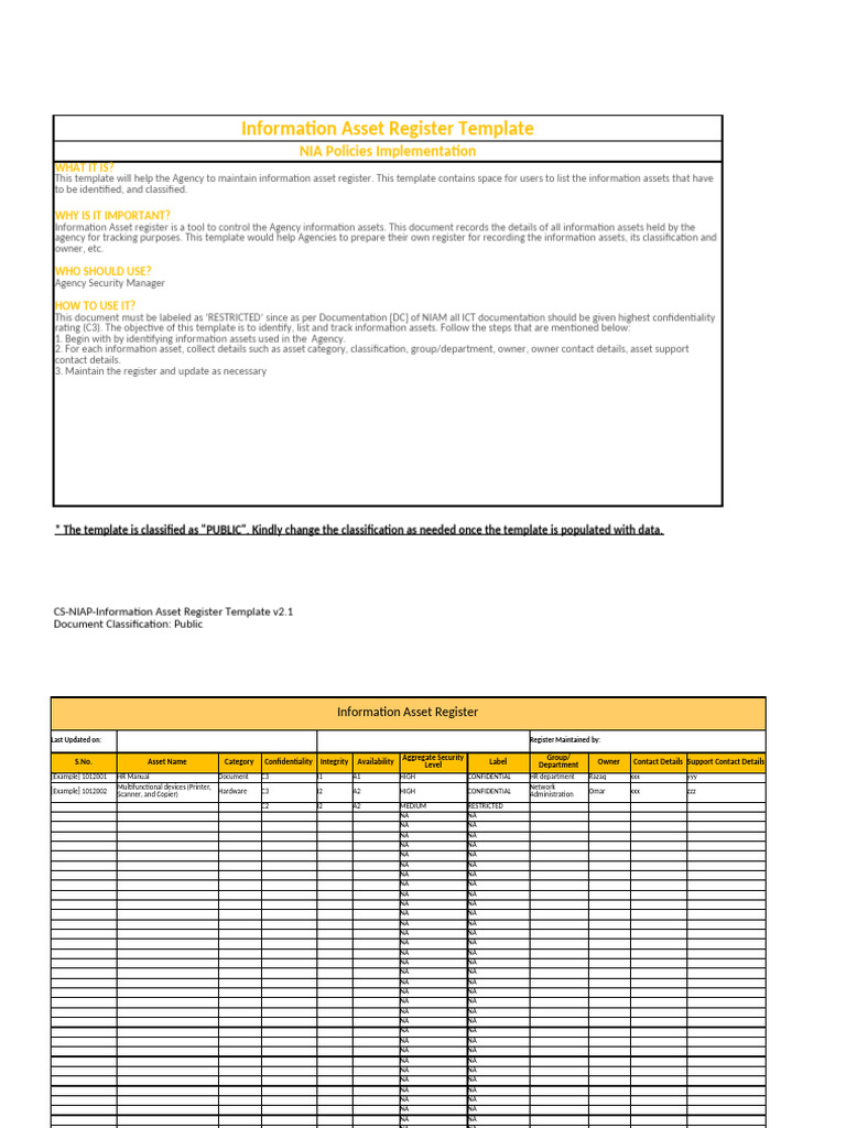 Qatar QCERT Information - Asset - Register - v2.1 | PDF