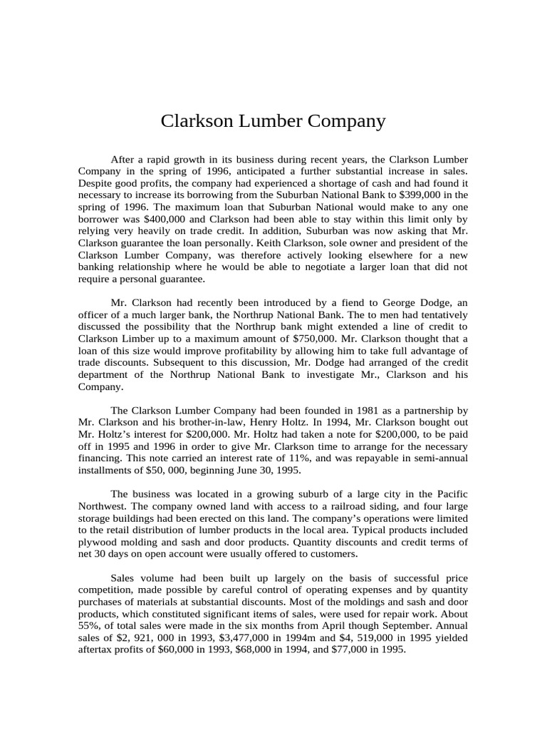 CASO - Clarkson Lumber Company | PDF