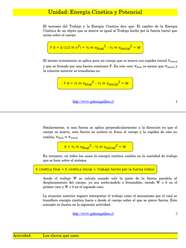 Energia Cinetica y Potencial | PDF