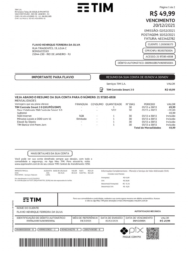 Comprovante Tim | PDF