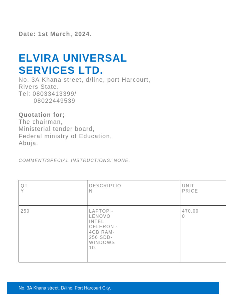 Elvira Universal Business Quotation | PDF