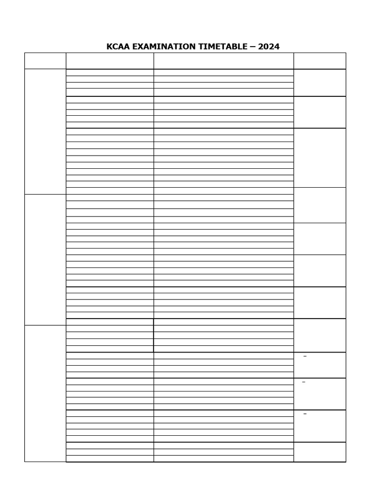 Kcaa Examinations Timetable 2024 | PDF