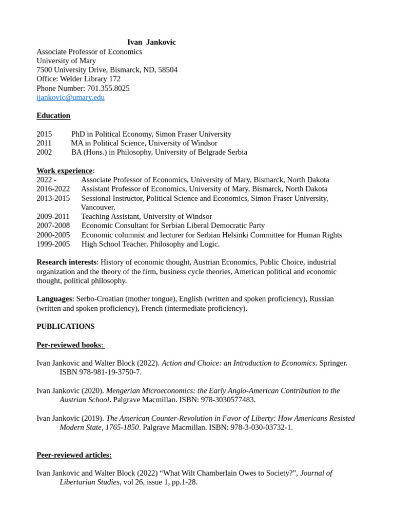 Jankovic Ivan CV | PDF