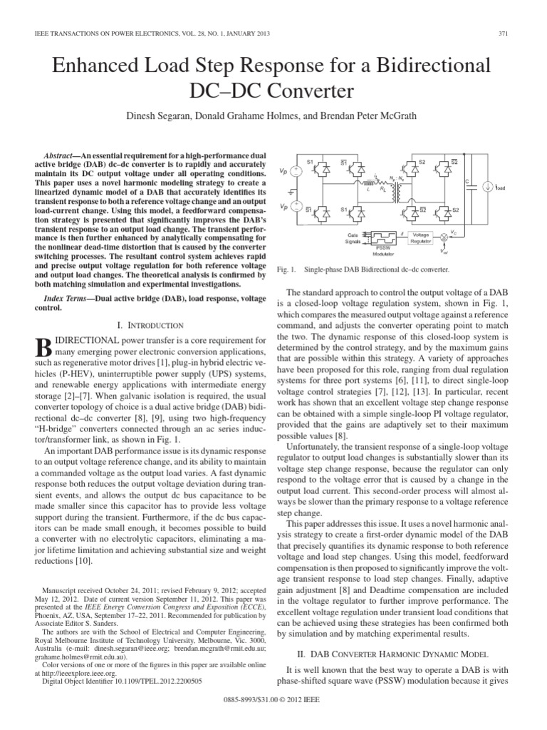 Enhanced Load Step Response For A Bidirectional DCDC Converter | PDF | Power Electronics ...