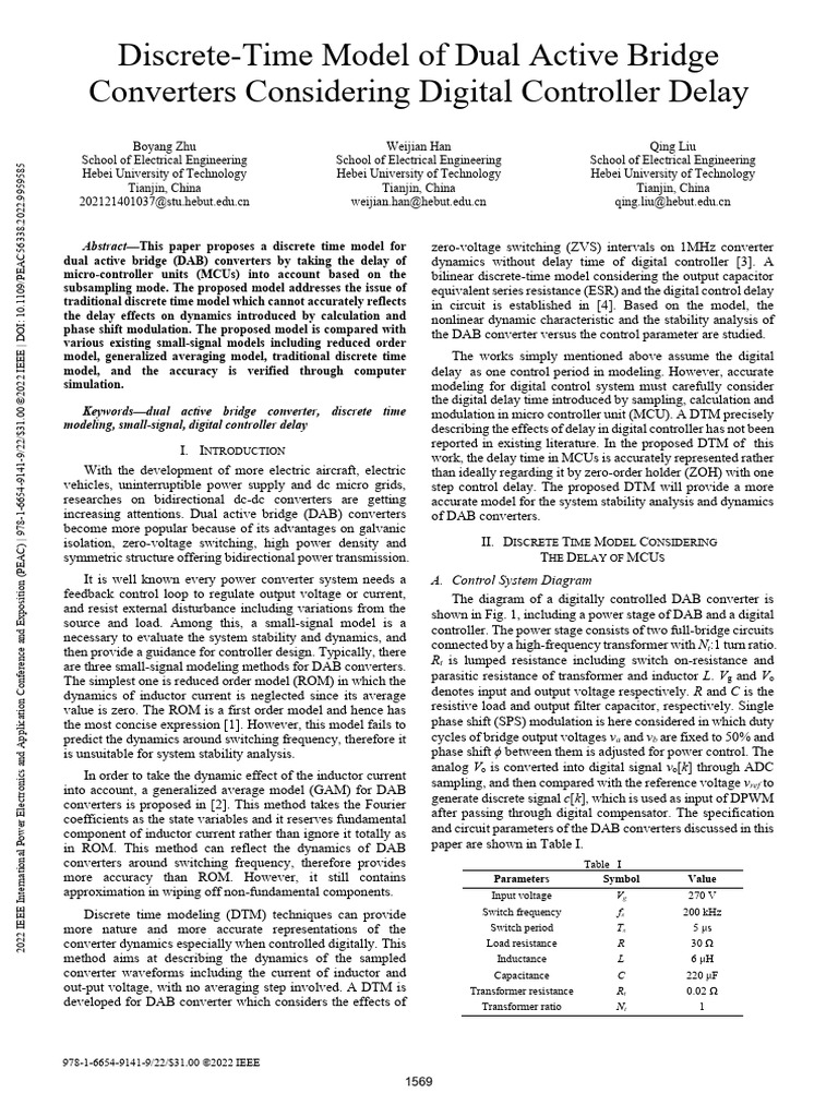 Discrete-Time Model of Dual Active Bridge Converters Considering ...