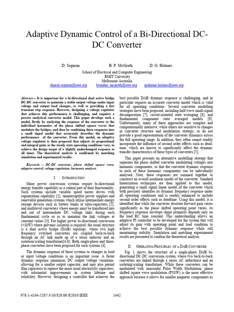 Adaptive Dynamic Control of A Bi-Directional DC-DC Converter | PDF ...