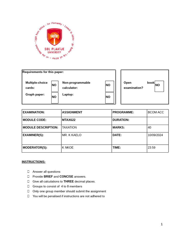 TAX 2B - Assignment | PDF