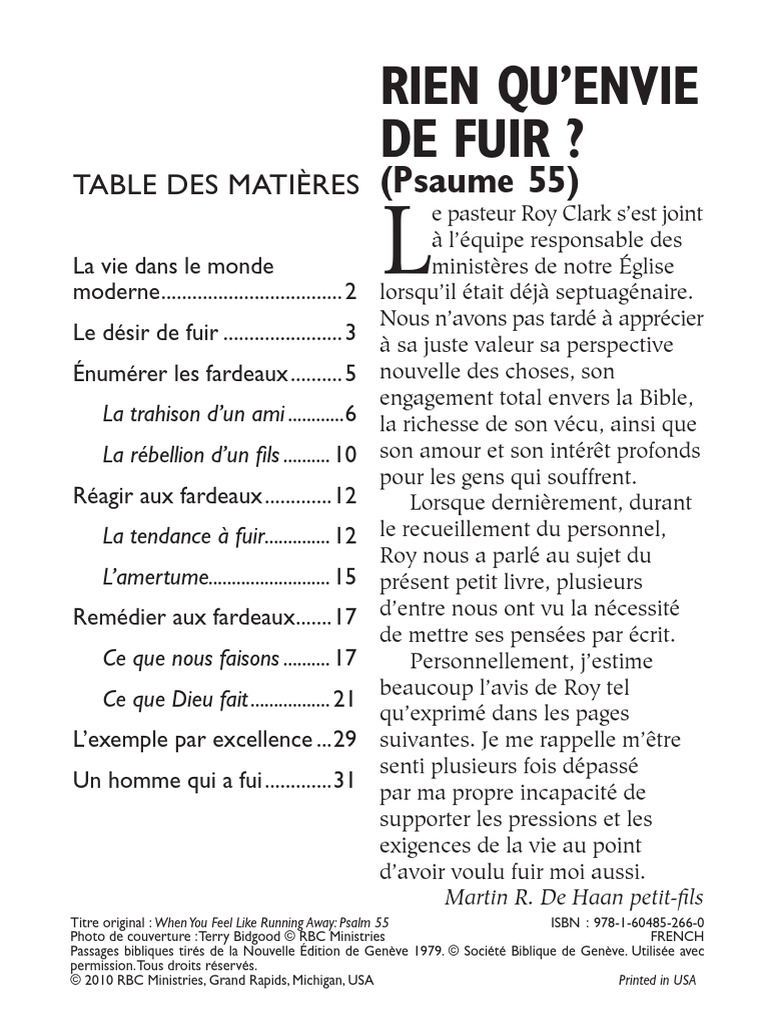 Rien Qu Envie de Fuir - Psaume 55 - Martin de Haan - 241013 - 171457 ...