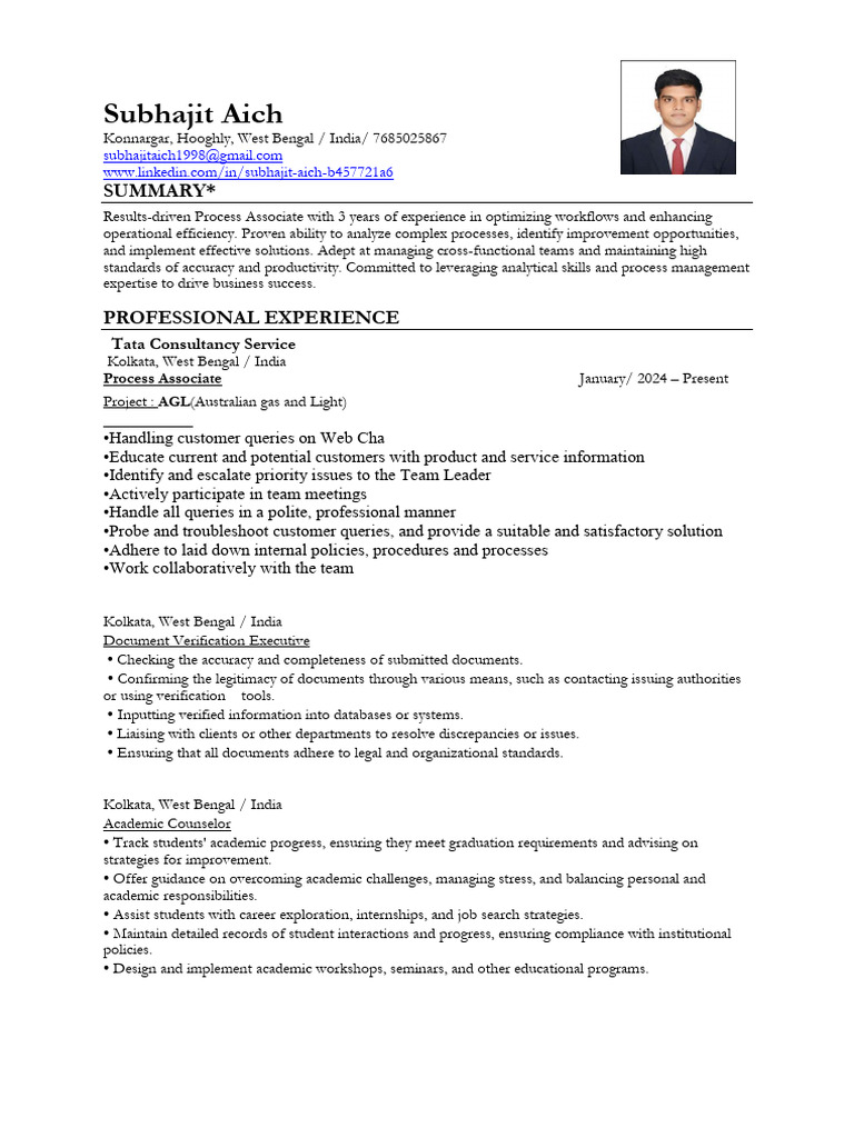 Subhajit Aich CV 2024 | PDF