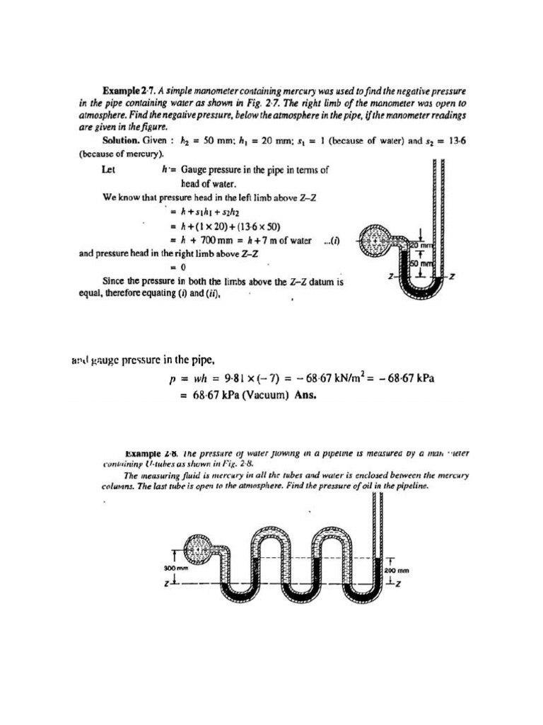 Examples On Manometer | PDF