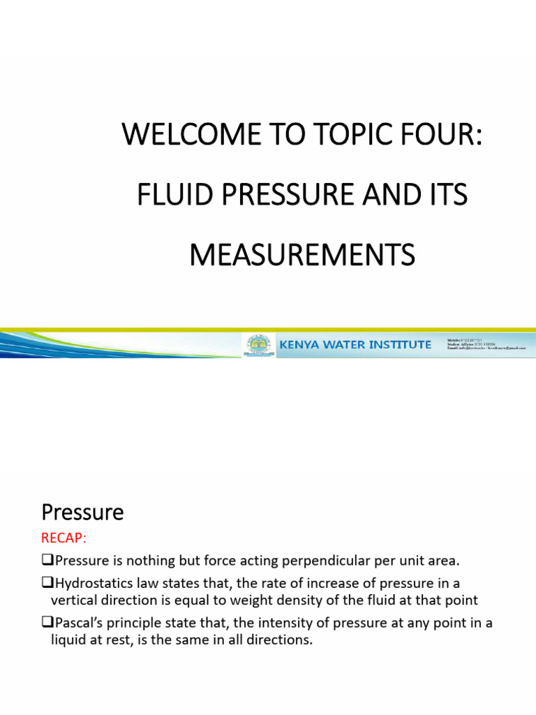 Fluid Pressure and Its Measurements 1 | PDF | Pressure Measurement ...