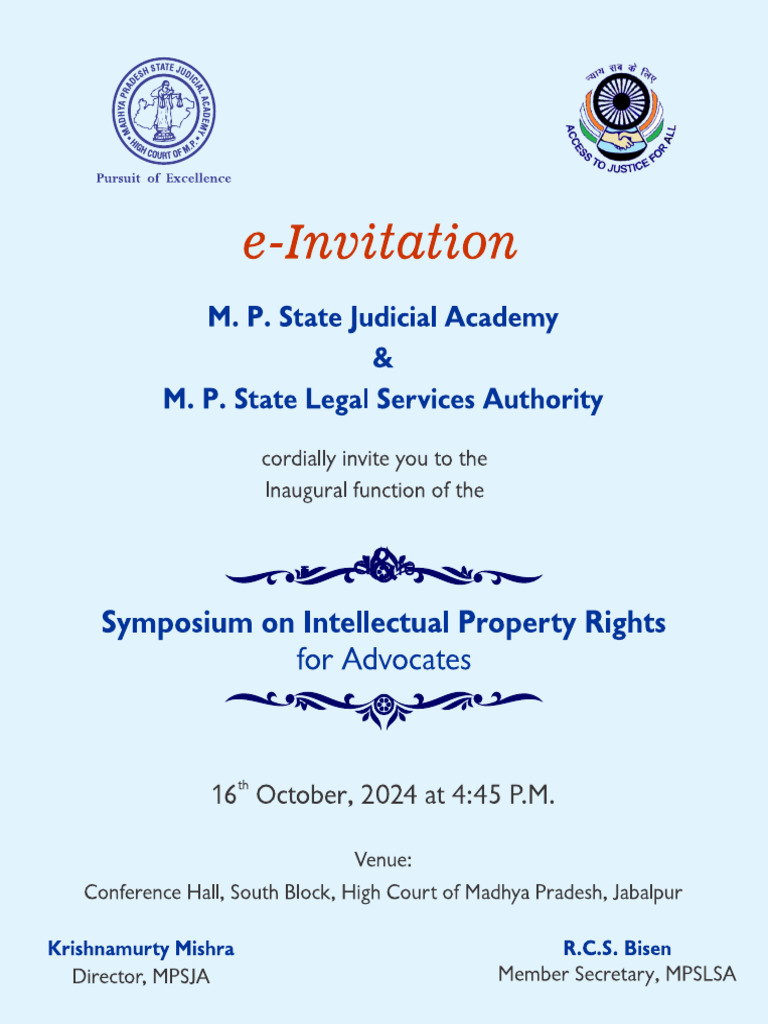E-Invitation Symposium On Intellectual Property Rights | PDF