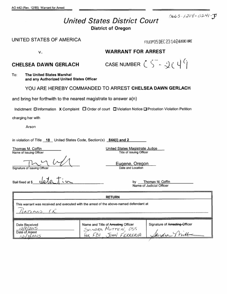 Arrest Warrant for Chelsea Gerlach | PDF