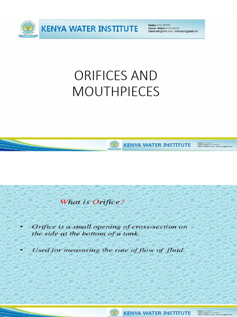 Classification of Orifices and Mouthpieces | PDF | Home & Garden