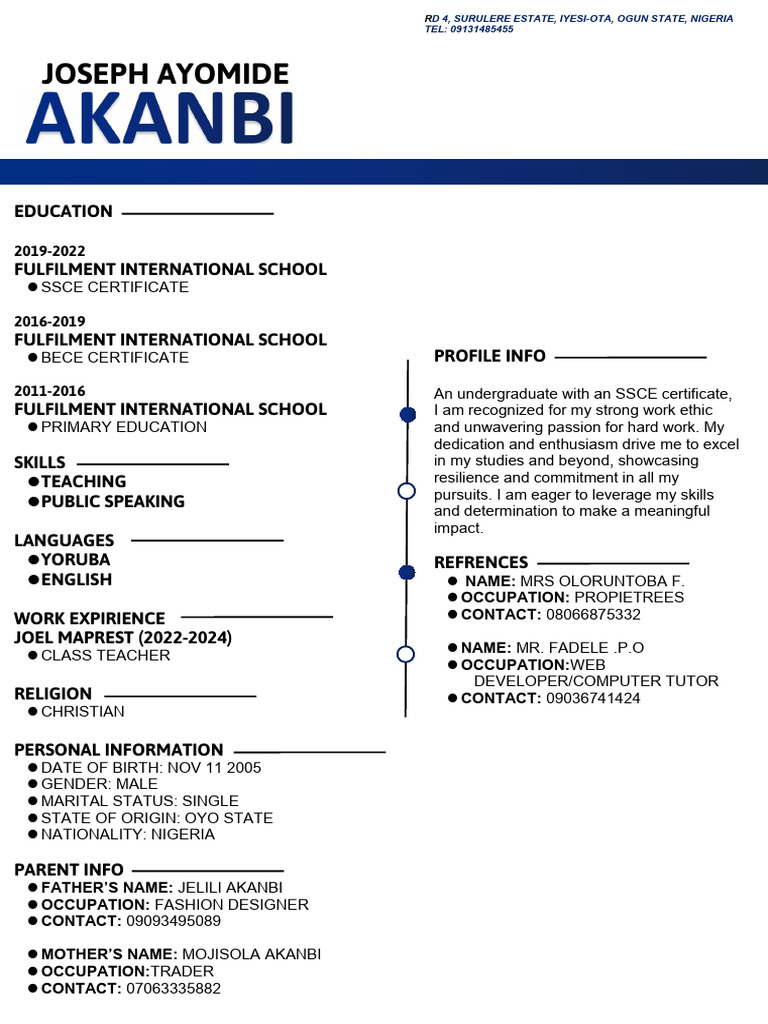 Akanbi Joseph CV | PDF