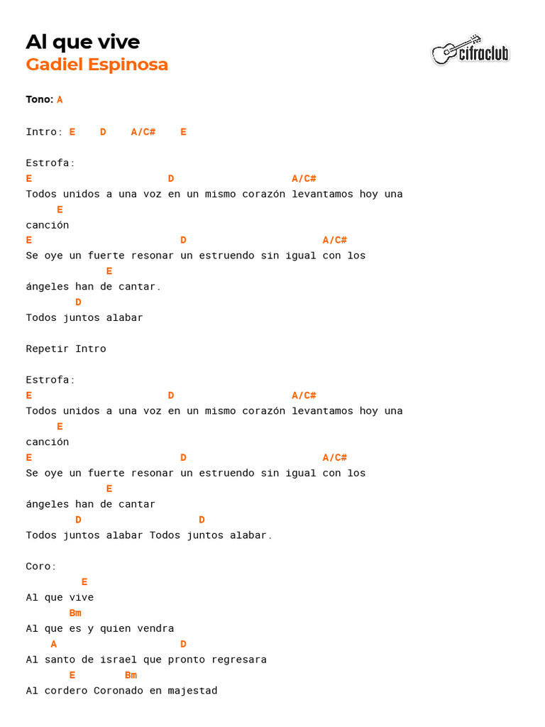 Al que vive - Gadiel Espinoza (A) | PDF